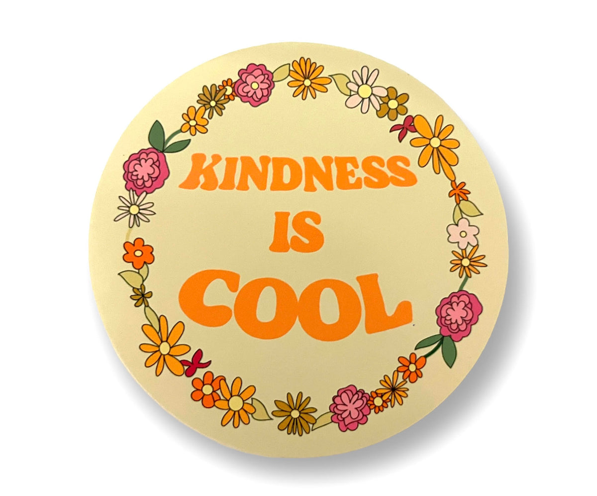 Kindness is Cool Retro Vintage Floral Flowers Vinyl Sticker – Retrophiliac