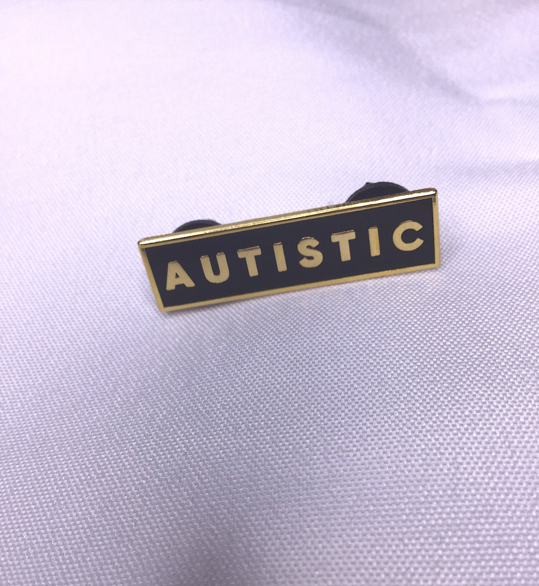Autistic 1.5 Inch Identity Enamel Pin Black Gold Rectangle Autism ...